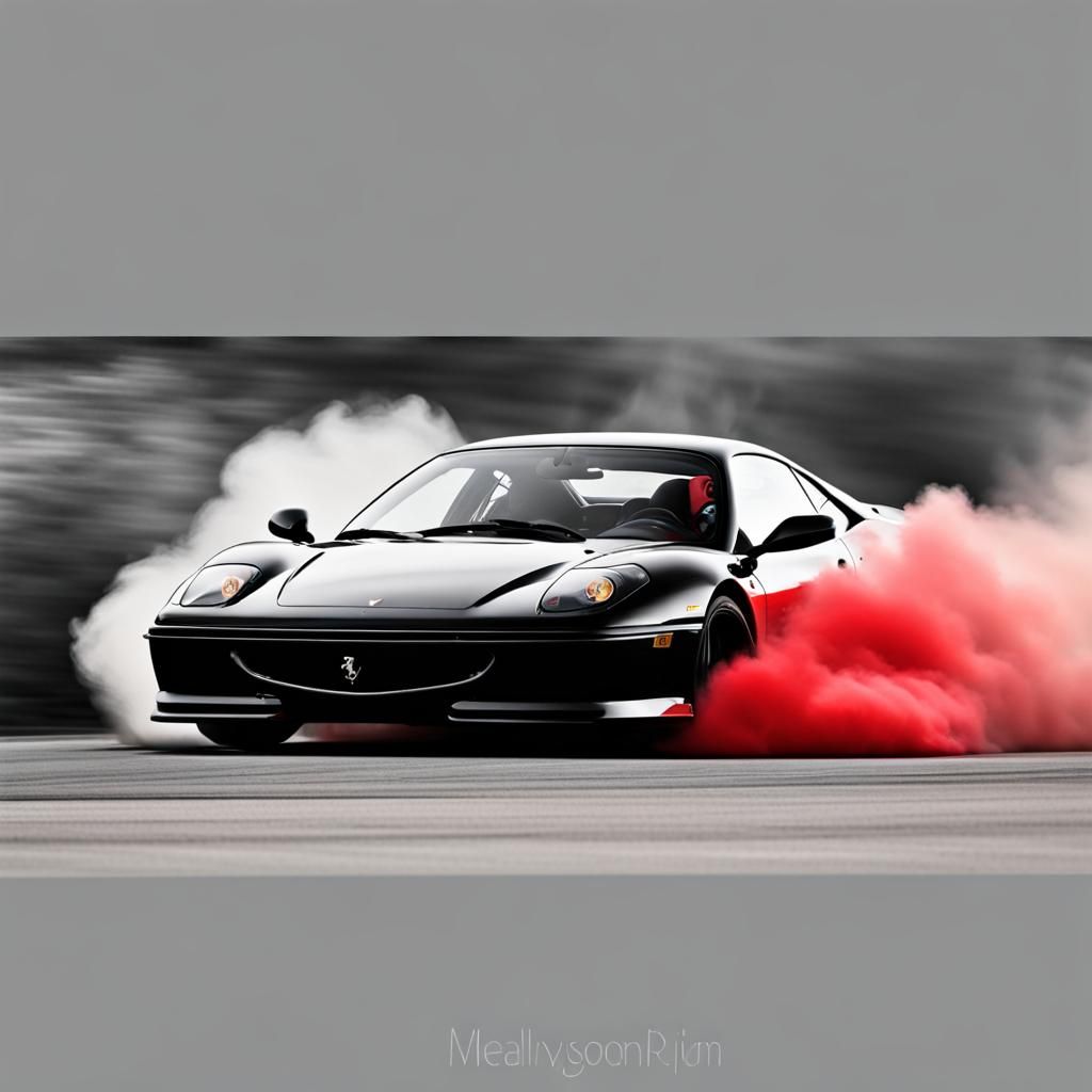 Black Ferrari drifting - AI Generated Artwork - NightCafe Creator