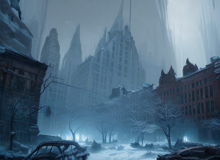 The Frozen Ruins of Detroit - AI Generated Artwork - NightCafe Creator