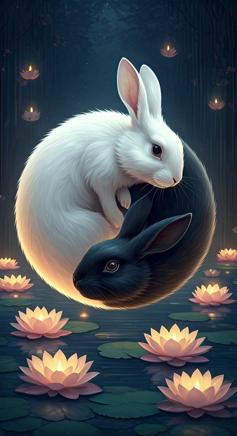 Yin and Yang Focus - Yin Yang Rabbits in Harmony