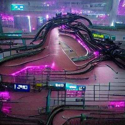 Cyberpunk Racetrack - AI Generated Artwork - NightCafe Creator