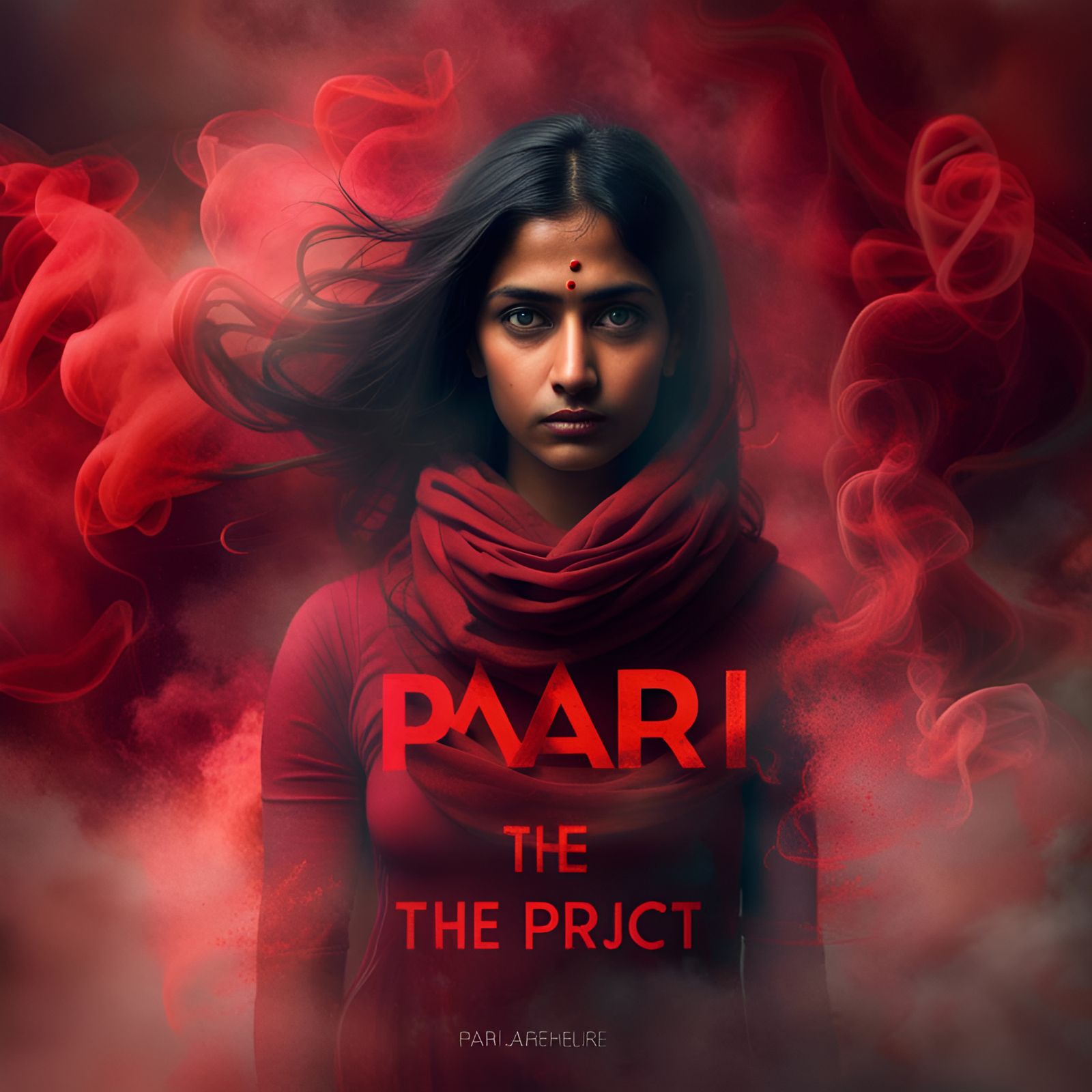 An attractive, vulnerable young Indian woman, realistic, surrounded by ...