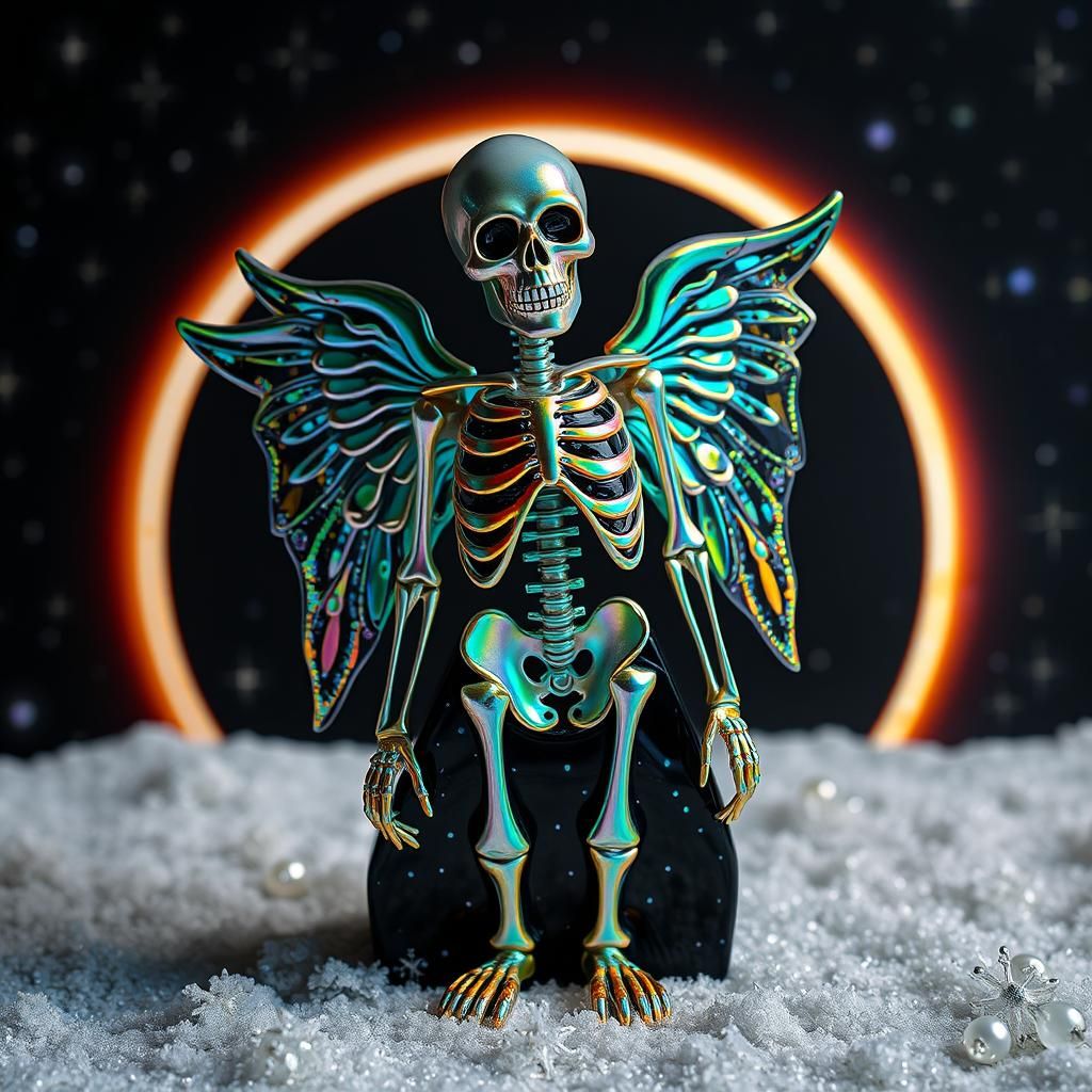 Enameled Glass Figurine:: Shorty Skeleton