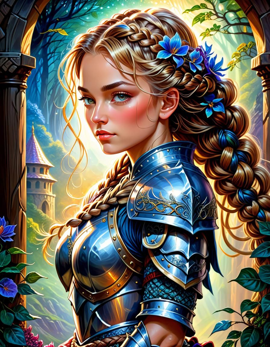 Female Knight with Braided Hairstyle (Starlight XL) - AI Generated ...