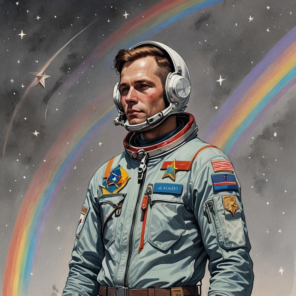Art by Aleksandr Deineka, inspired by Yuri Gagarin, a Soviet astronaut ...