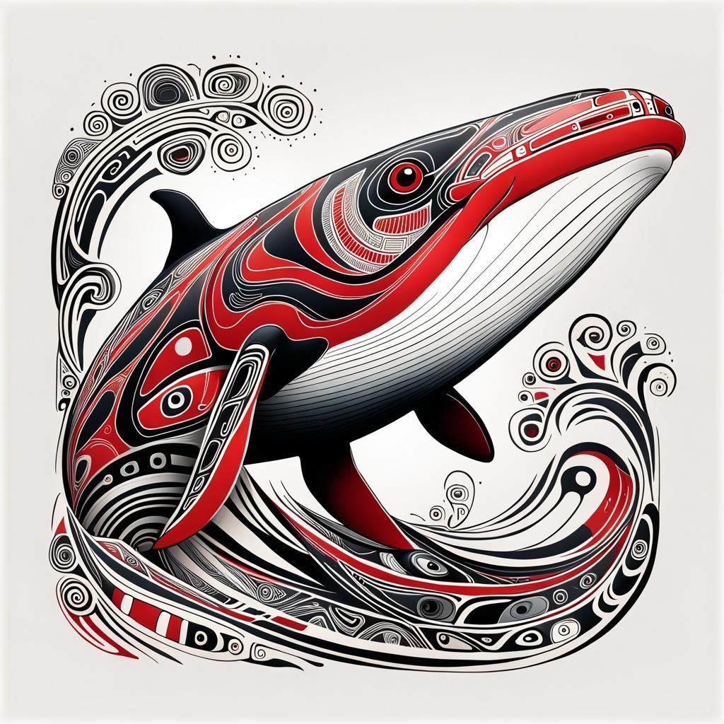 art print of a whale in the style Haida Art - AI Generated Artwork ...
