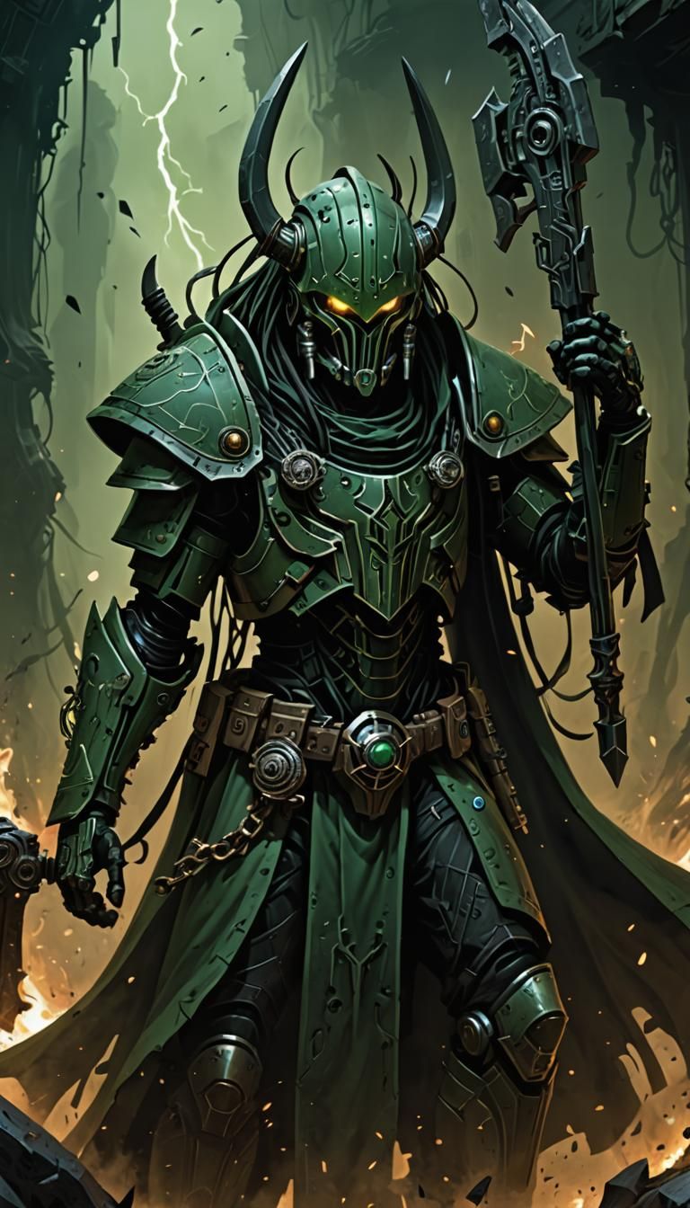 necrons comics, K'tan, an ancient celestial, rags, a torn cloak, holes ...