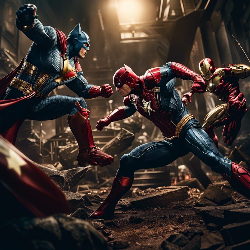 dc and marvel characters battle in realistic style - AI Generated ...