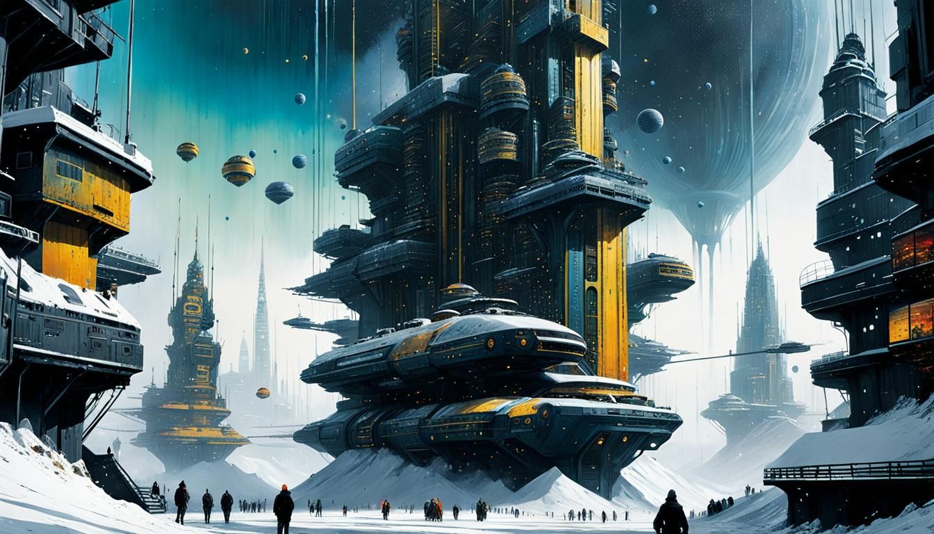 Snowy Sci-Fi City - AI Generated Artwork - NightCafe Creator