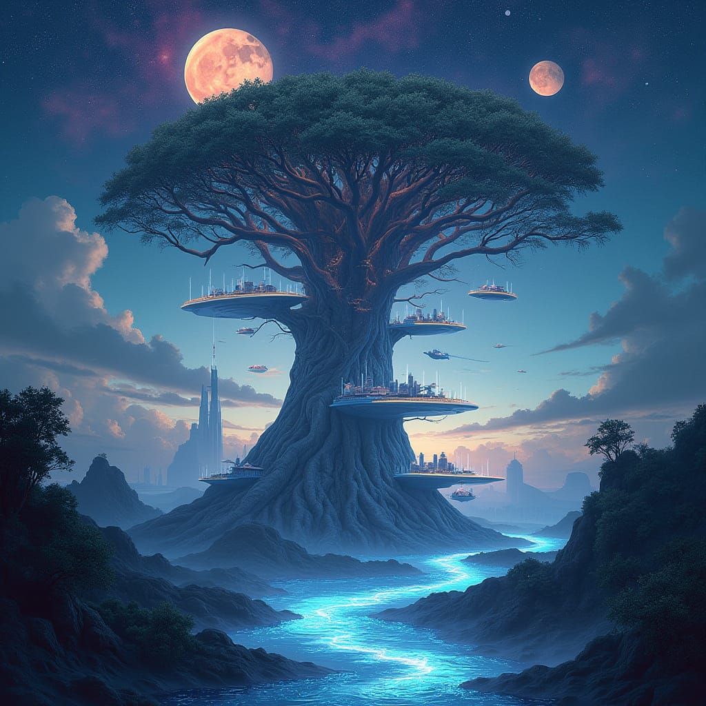 The tree of life - Cosmic Tree of Life in Bioluminescent Fut...