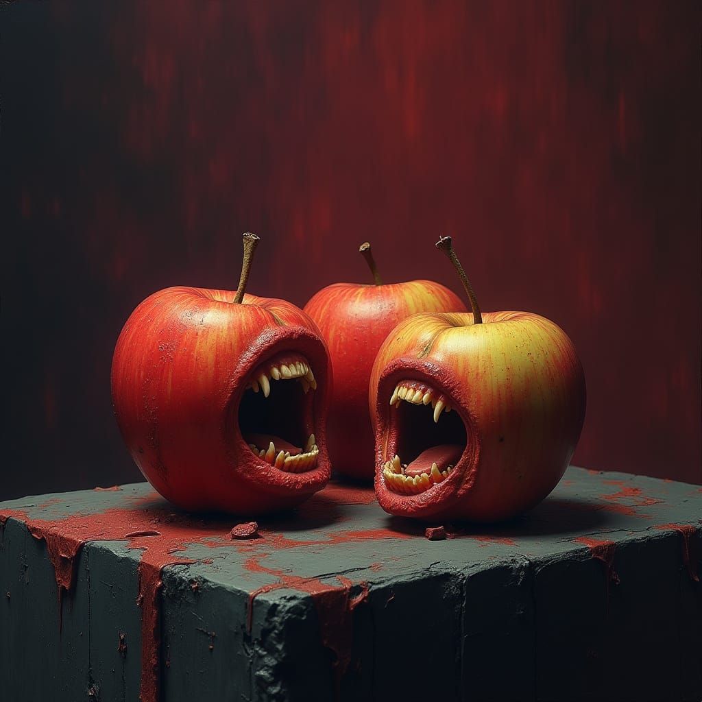 Screaming apples - Darkly Realistic Still Life of Screaming ...