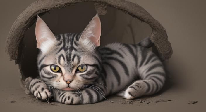 Slightly Cute Morbid mummified Cat soulless eyes - AI Generated Artwork ...