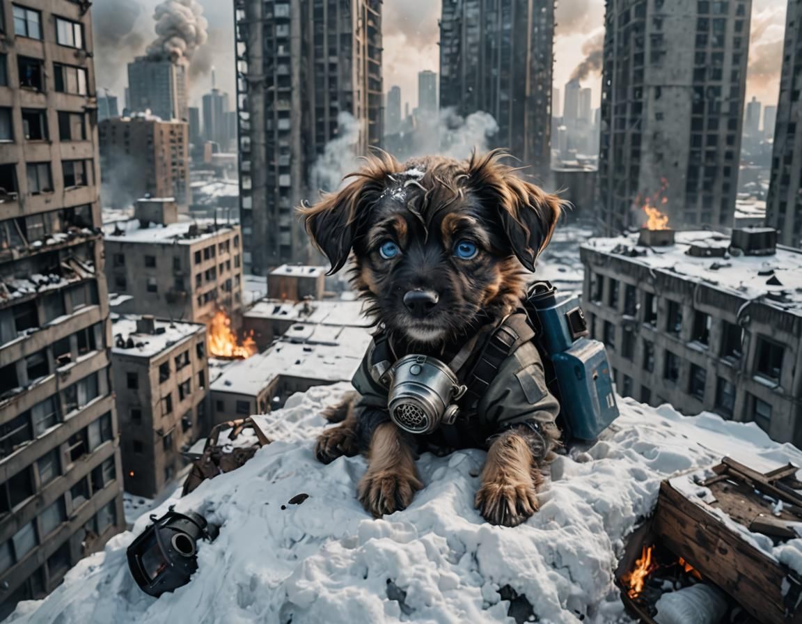 Surreal Postapocalyptic Winter Scene with a Homele... - AI Art