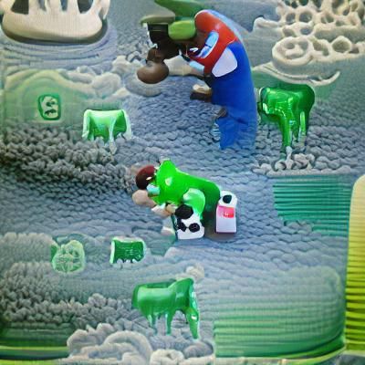 Super Mario milking an ugly green cow - AI Generated Artwork ...