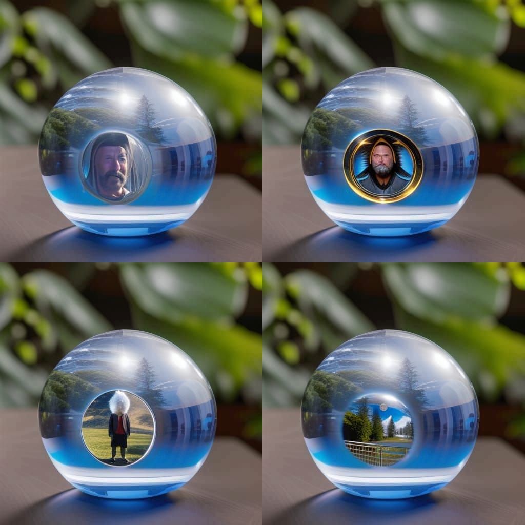 a large single spherical orb in suspended animation containing a clear ...