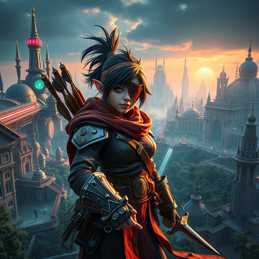 Futuristic Sky Pirate Captain Commands Majestic Sp... - AI Art