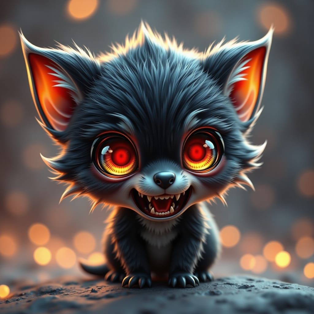 Awooo says, I - Cute Chibi Kitten with Fierce Smile