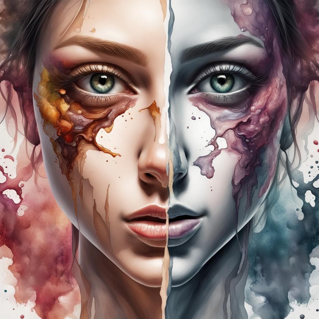 Splitted face - AI Generated Artwork - NightCafe Creator
