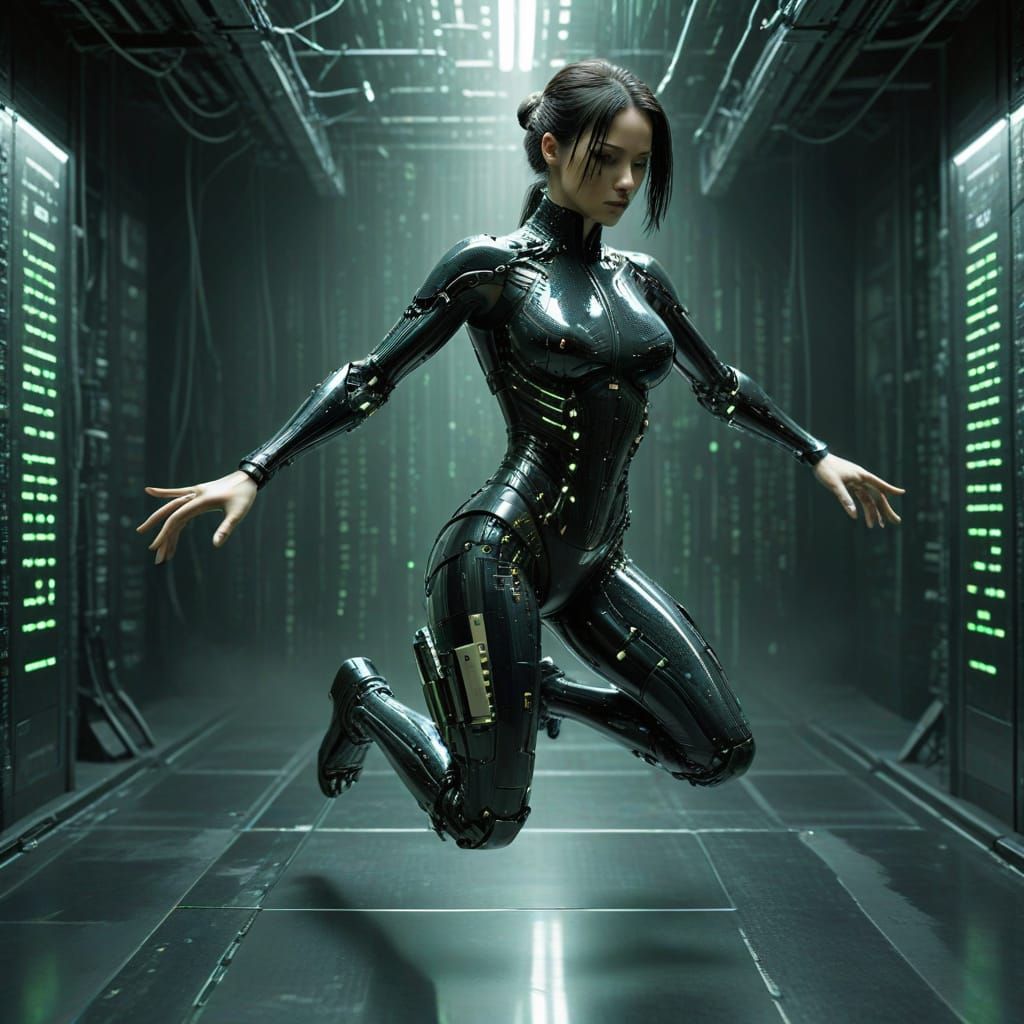 matrix code cyborg lady levitation - Cyborg Lady Levitates A...