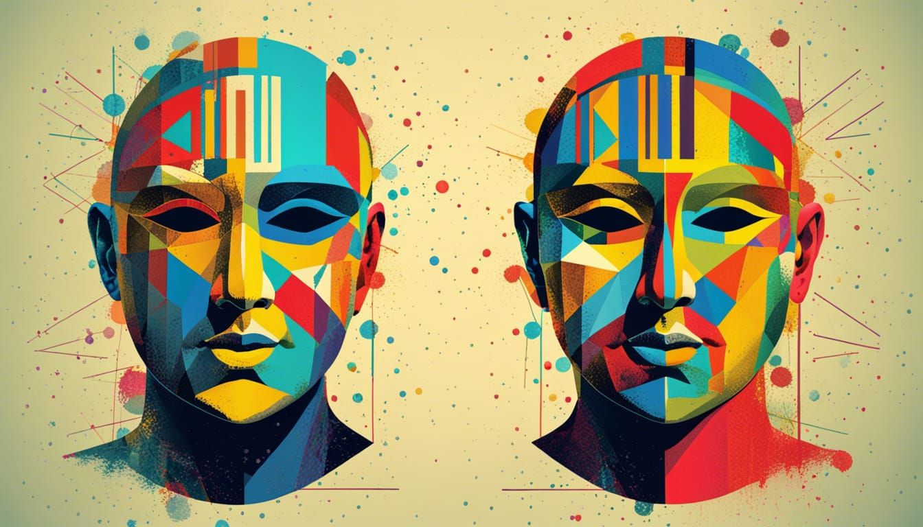 Masks Screen print, pop art, splash screen art, triadic colors, digital ...