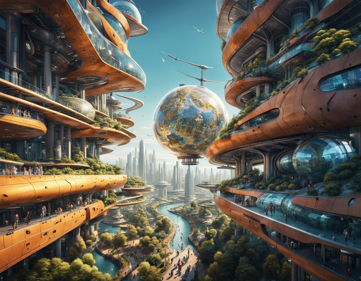 Solarpunk future cityscape - Solarpunk future cityscape