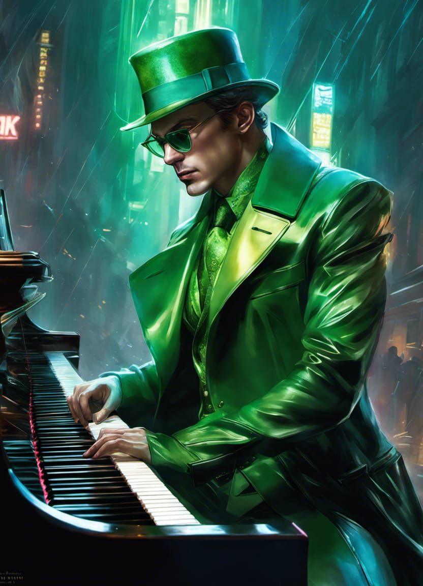 The Riddler on Piano - AI Generated Artwork - NightCafe Creator