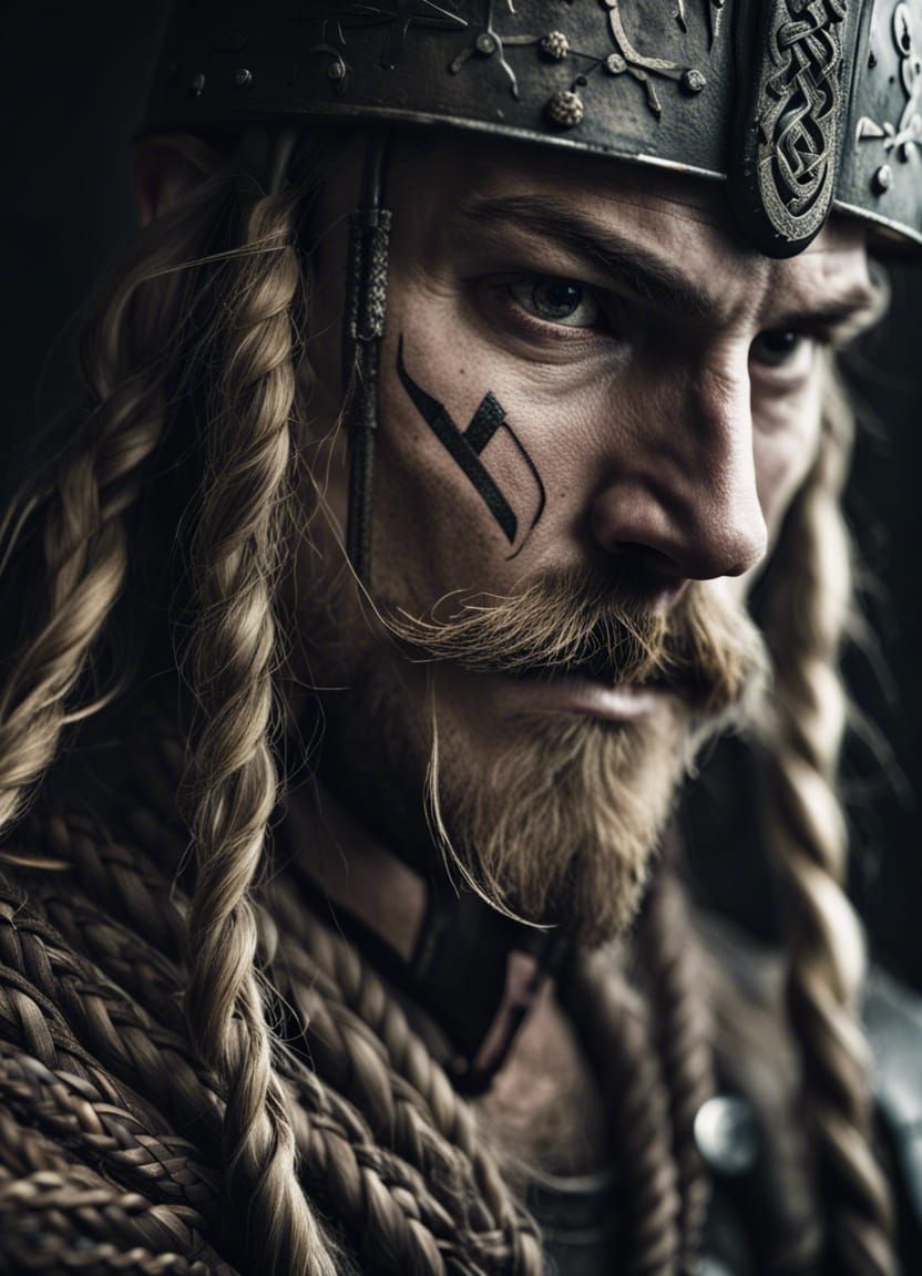 Fierce Viking warrior with Braided Beard and Braided Mustache. long ...