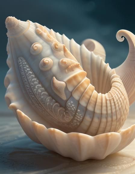ornate seashell intricate details, HDR, beautifully shot, hyper ...