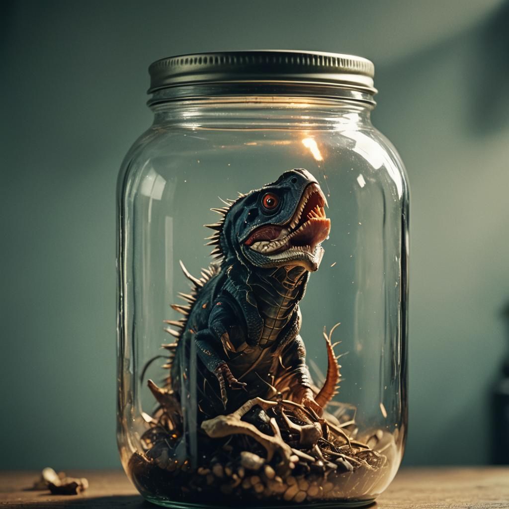 Strange ancient creature in jar - AI Generated Artwork - NightCafe Creator