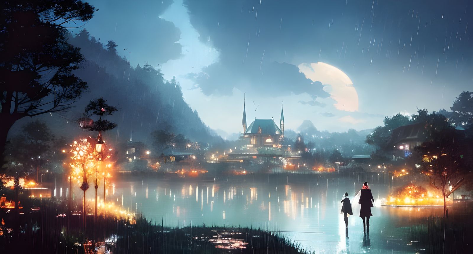 Rainy Night Walk - AI Generated Artwork - NightCafe Creator