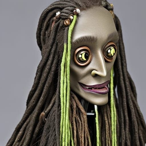 A puppet of a sceletal zombie with long dreadlocks - AI Generated ...