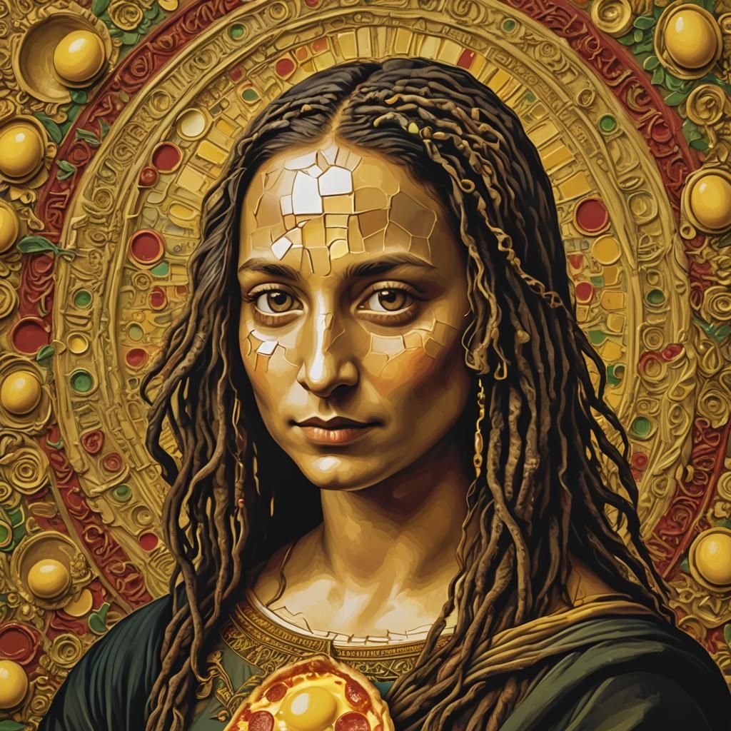 Digital art representation of the Mona Lisa dreadlock Rasta but with a ...