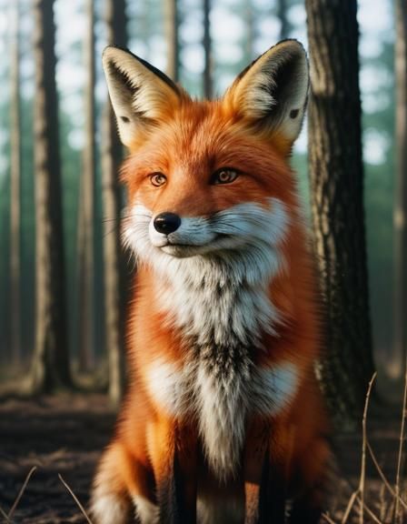 portrait of a fox, sunlight, editorial photography, hyper-realistic ...
