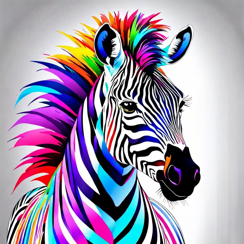 A punk zebra with wild multi-colored mane and colorful stripes - AI ...