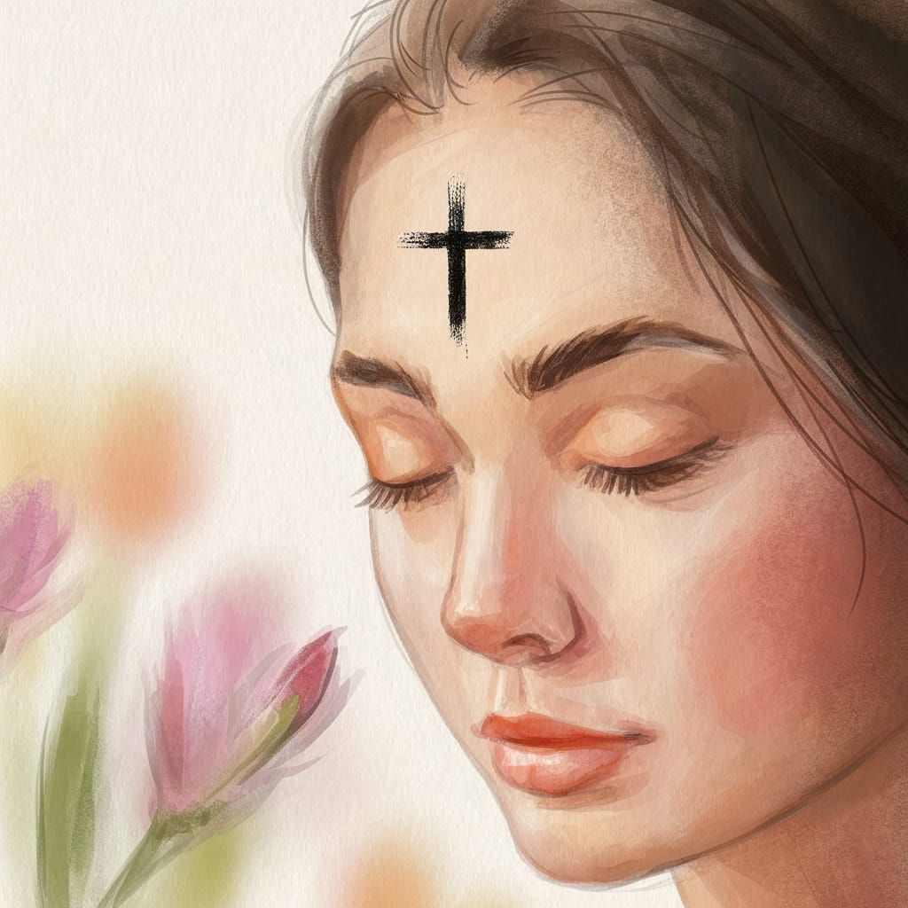 Serene Lenten Portrait in Watercolour - AI Art