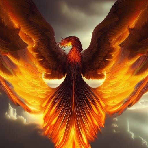 Phoenix on fire in bottle - AI Generated Artwork - NightCafe Creator