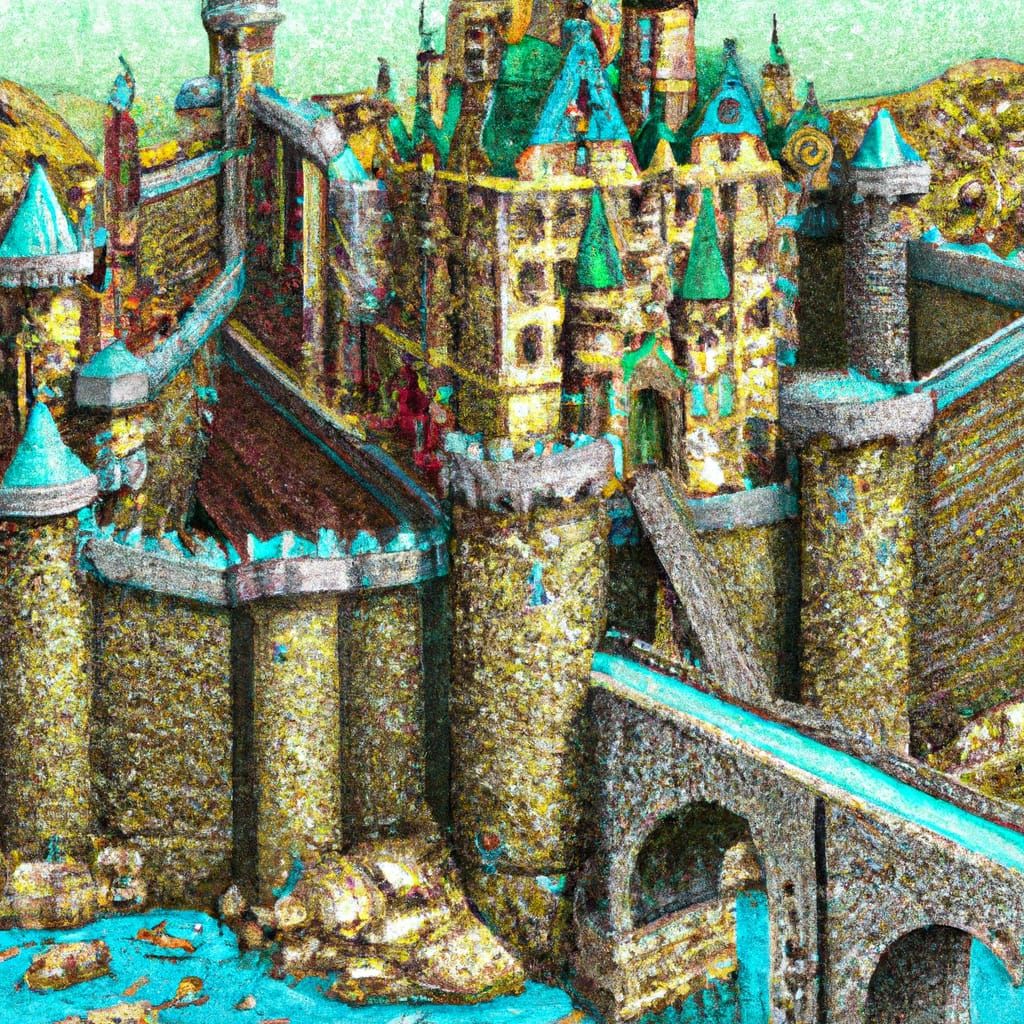 middle ages castle with a moat and drawbridge. epic reality ...