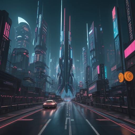 A Futuristic City in Vibrant Anime Style - AI Art