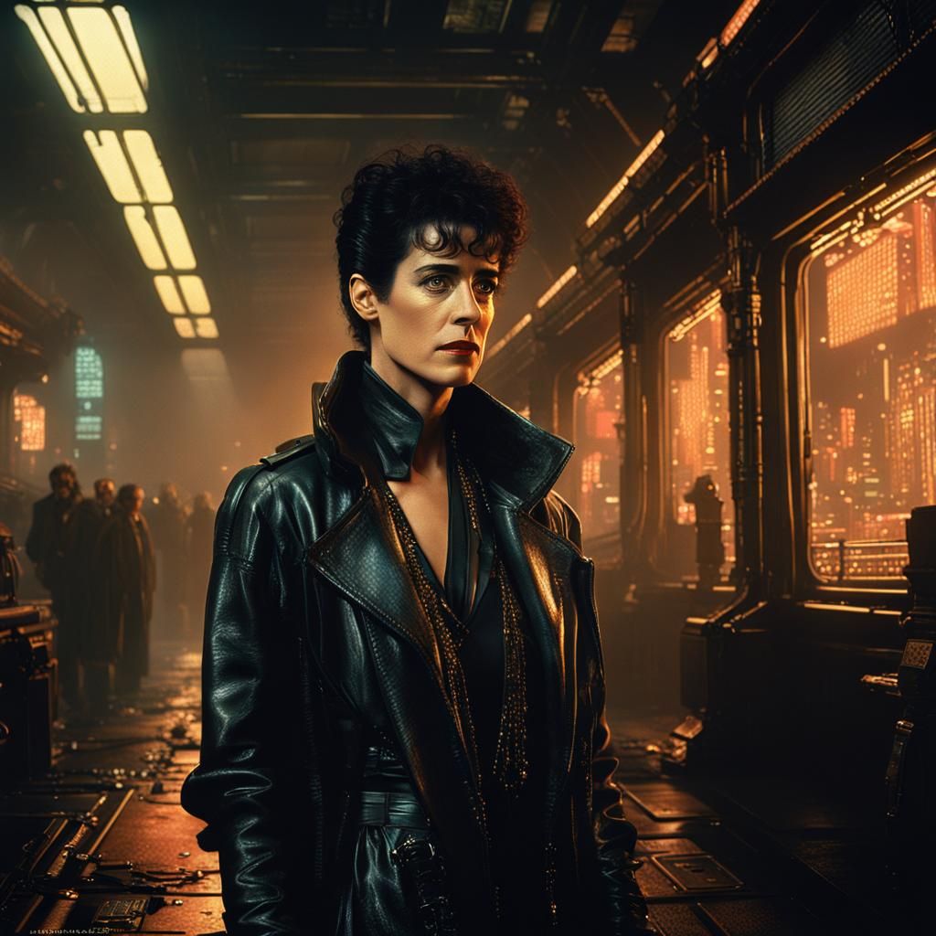 Sean Young dressed in leather in the film Blade Runner. - AI Generated ...