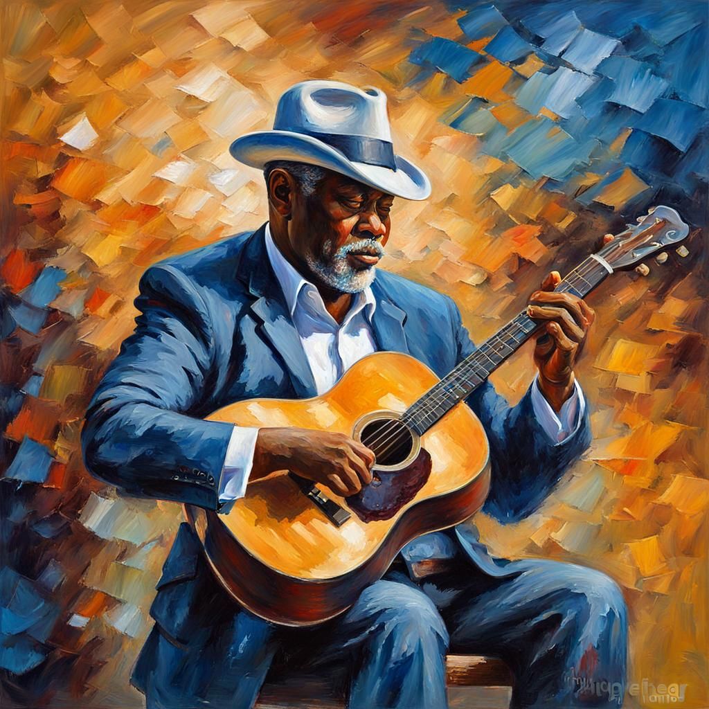 a blues singer playing acoustic blues guitar - AI Generated Artwork ...
