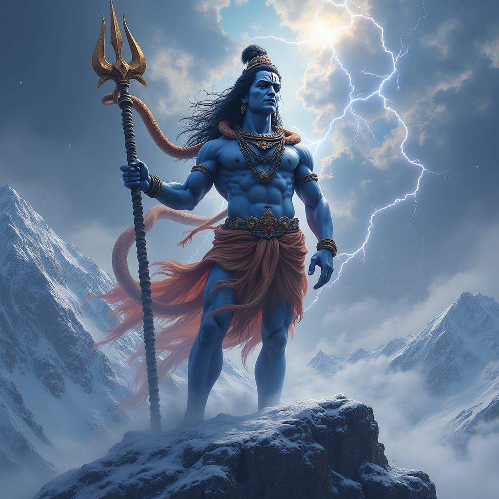 Majestic Lord Shiva Dominates Himalayan Peak with ... - AI Art