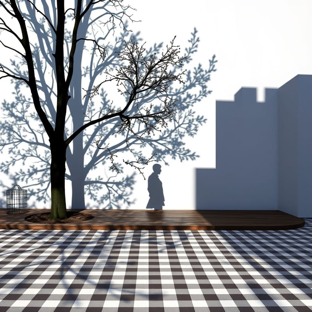 Gingham Shadowscapes in Whimsical Urban Landscapes - AI Art