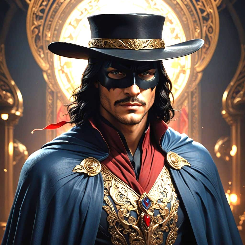 Zorro Concept Art Portrait in Triadic Colors - AI Art