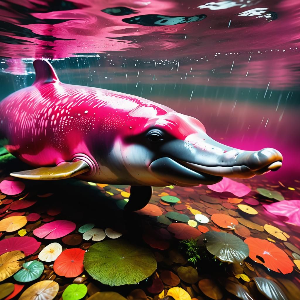 The pink river dolphin or boto, lives in the freshwater rivers of the ...