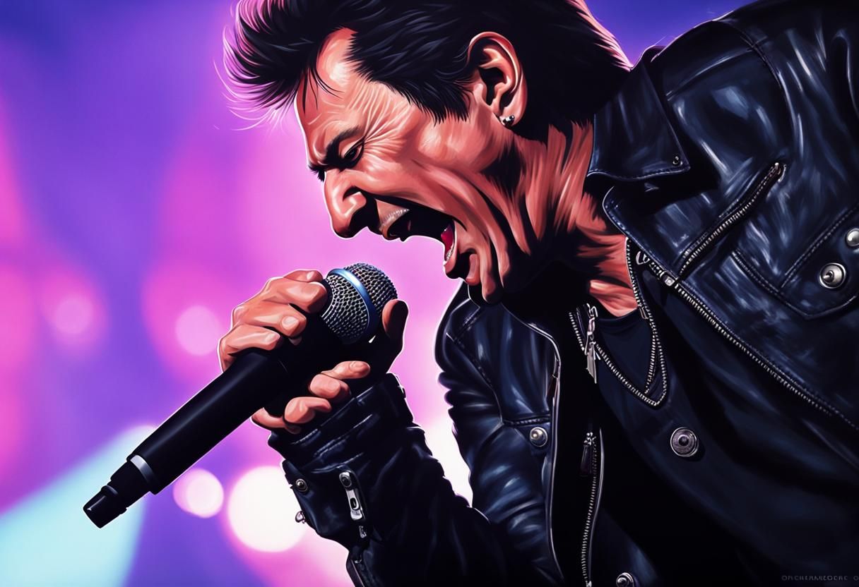 realistic portrait of the american Rockstar Miljenko Matijevic of the ...
