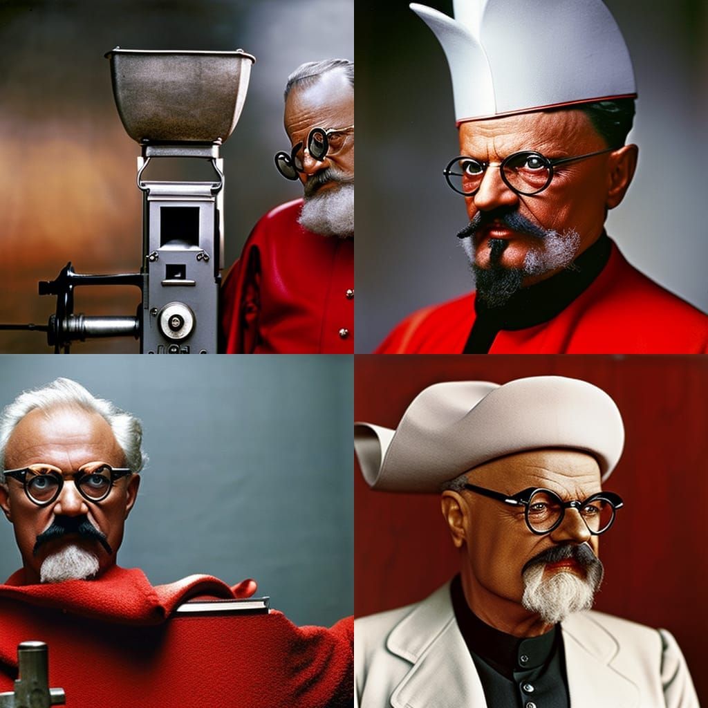 trotsky dressed as the devil near a meat grinder - AI Generated Artwork ...