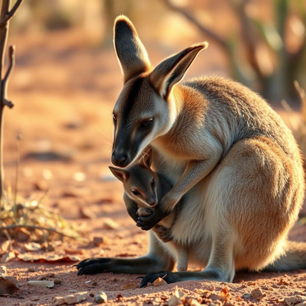 Wallaby with baby - Wallaby with baby