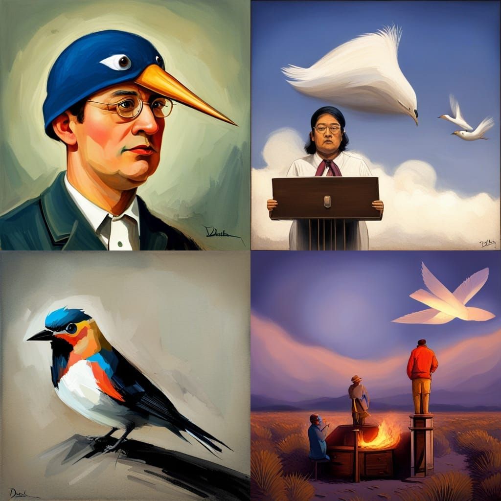 The Twitter bird, Dada style - AI Generated Artwork - NightCafe Creator