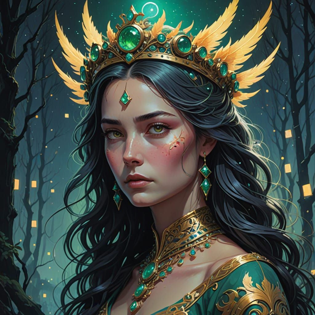 A realistic, mixed-media AI art style image of a glamorous and glittery ...