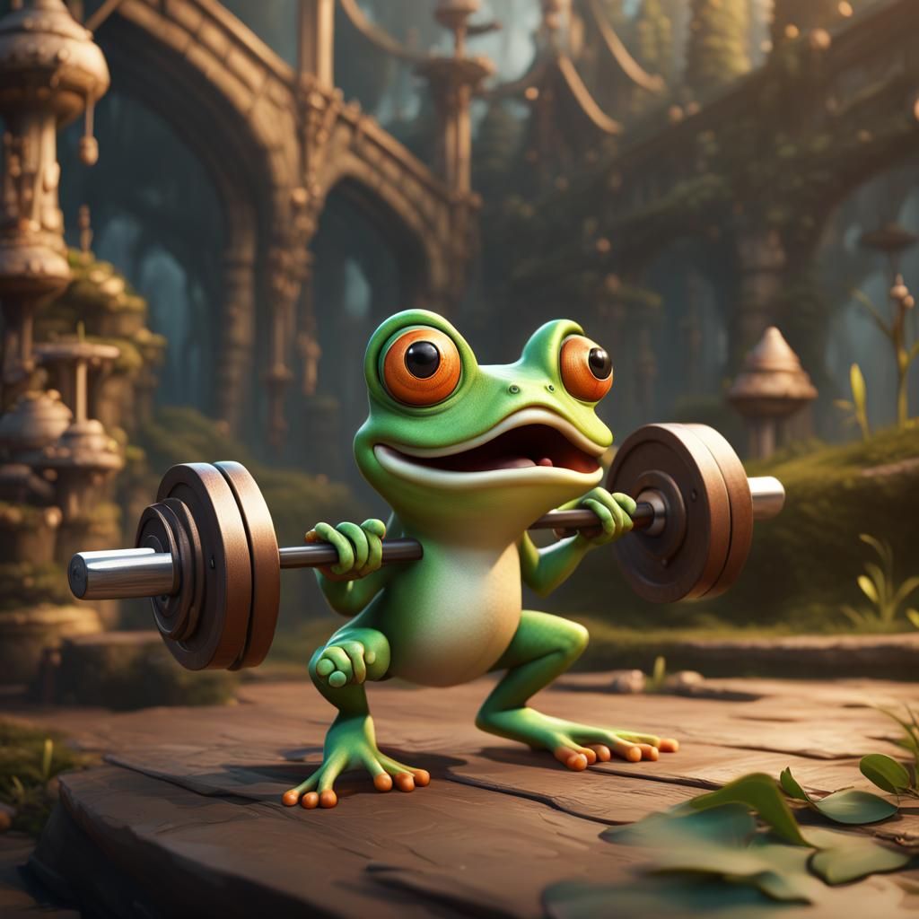 Frog, training, weightlifting, cute - AI Generated Artwork - NightCafe ...