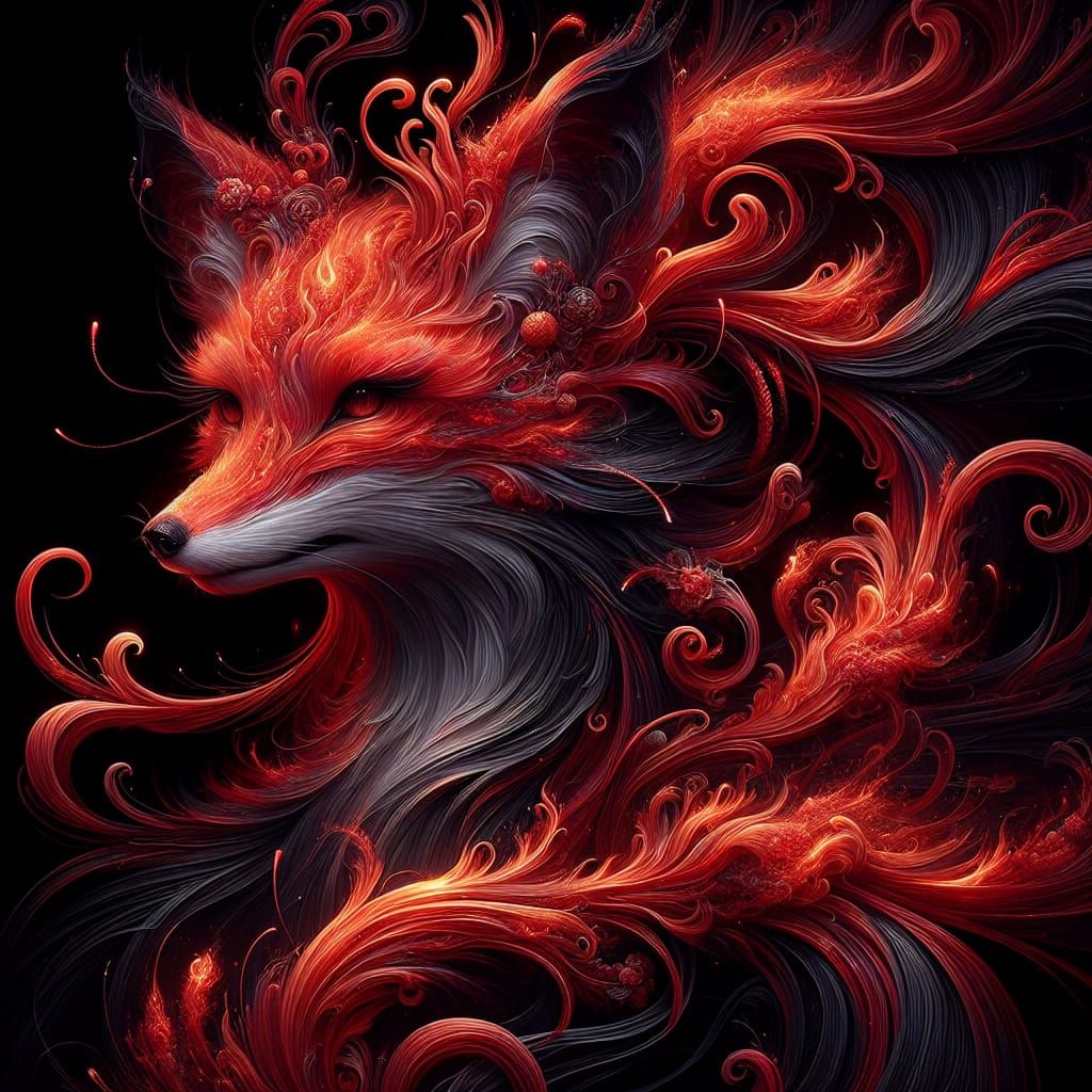 Kitsune of Fire - AI Generated Artwork - NightCafe Creator